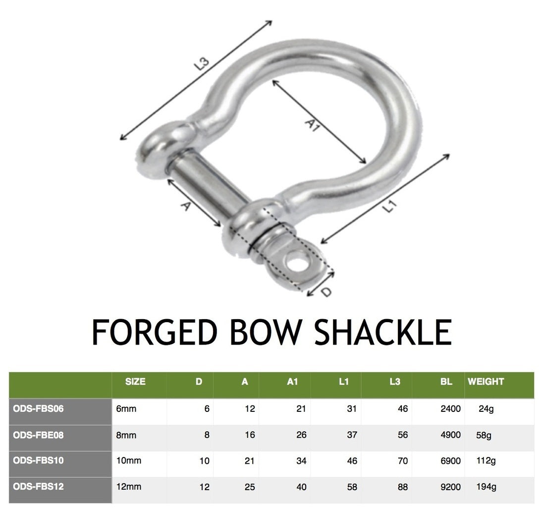 Bow Shackle 3/8 inch 10mm stainless steel 316 shade sail Marine Grad ...